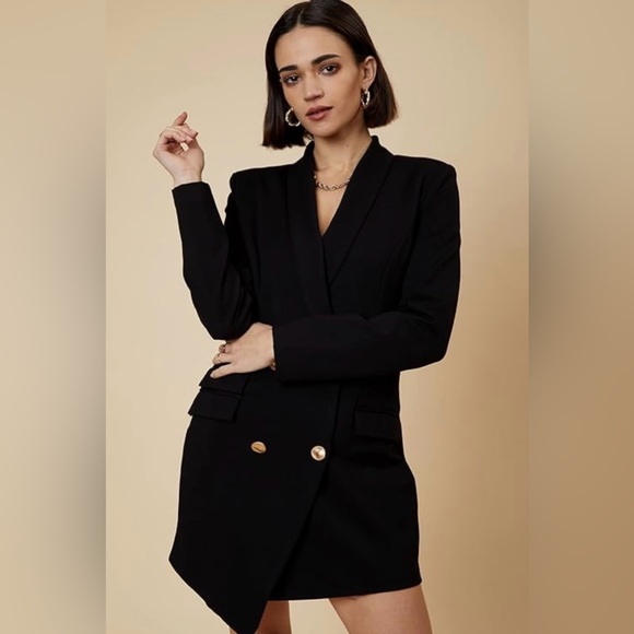 Akarise | Dresses | Akaris Double Breasted Gold Button Blazer Dress ...